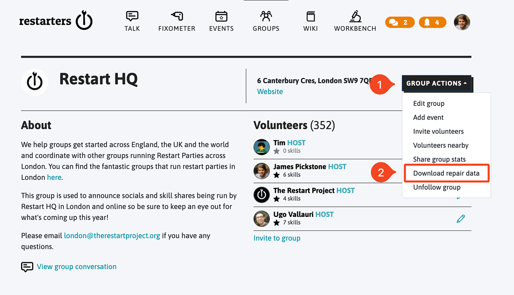 How to download repair data for your group or event - User guides - The Restarters Community