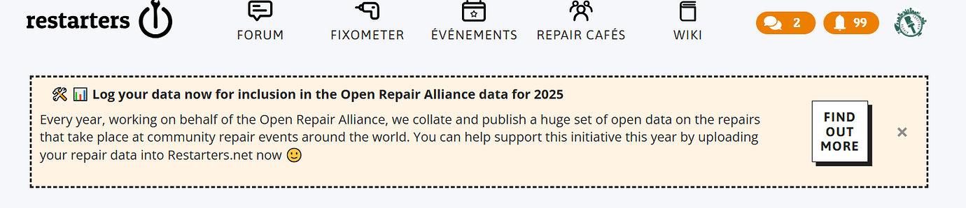 Log your repair data now for inclusion in the upcoming Open Repair Alliance 2025 dataset ...